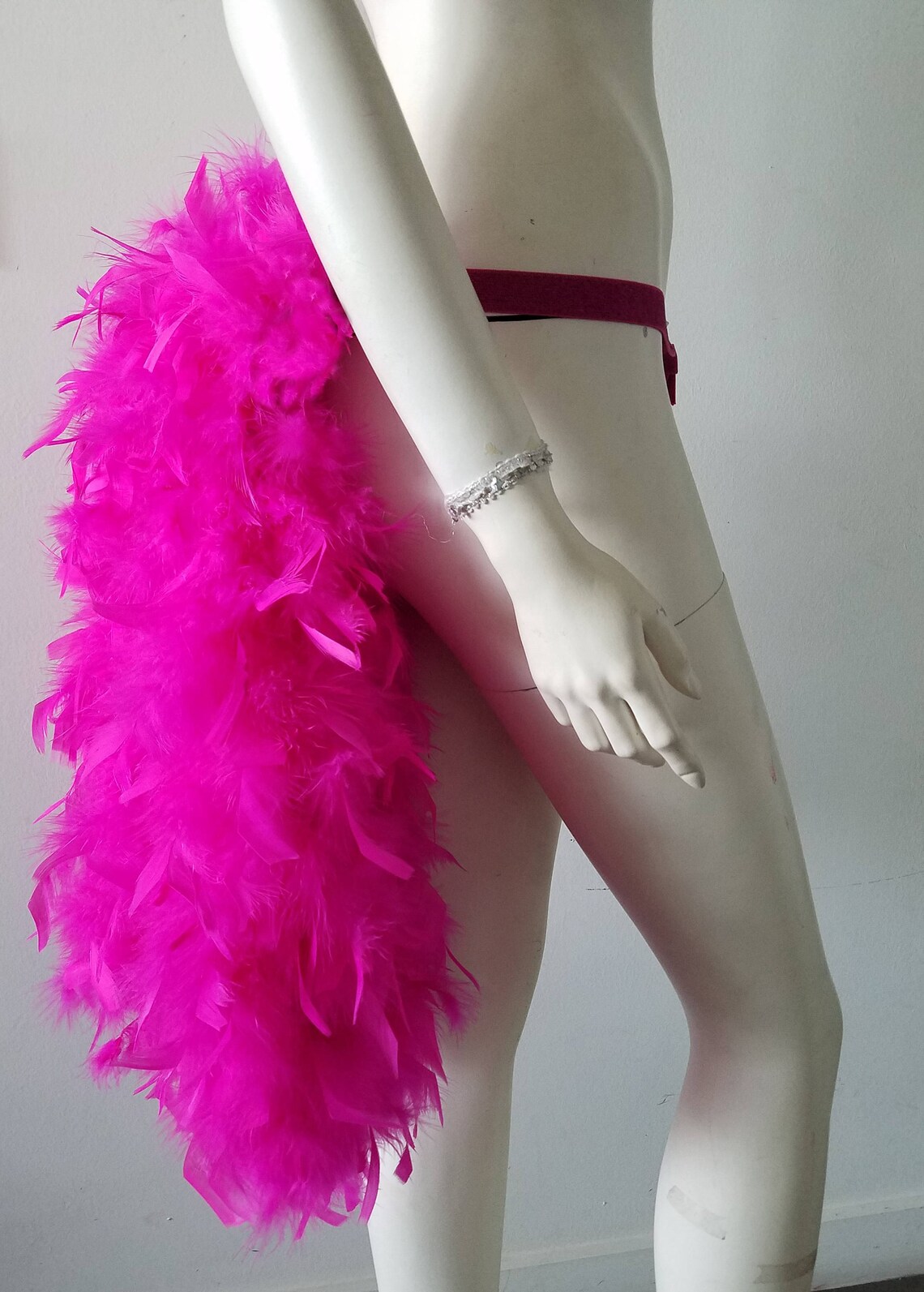 Hot Pink Thick Feather Tail Fan Tail Back Cover Feather Bustle - Etsy