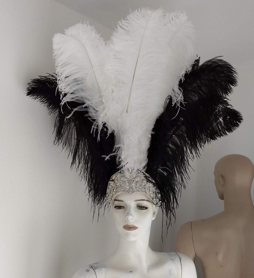Prime Ostrich Wing Plumes Feather Carnival Headdress Showgirl Hat ...