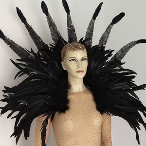 Black Feather Collar Piece Carnival Samba Pageant Hora Locashawl - Etsy