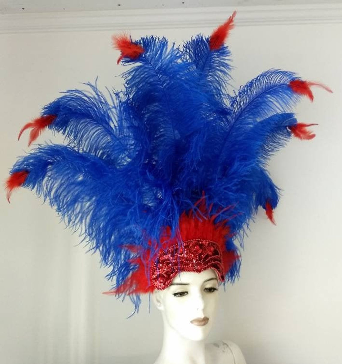 Full Size Prime Ostrich Plumes Feather Carnival Headdress | Etsy