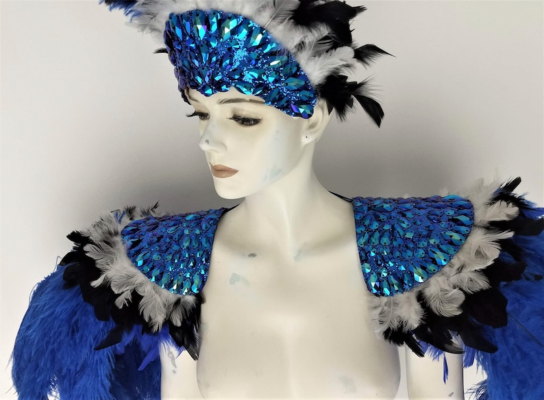 Royal Blue Epaulet Shoulder Piece Angel Wings Feather Ostrich - Etsy