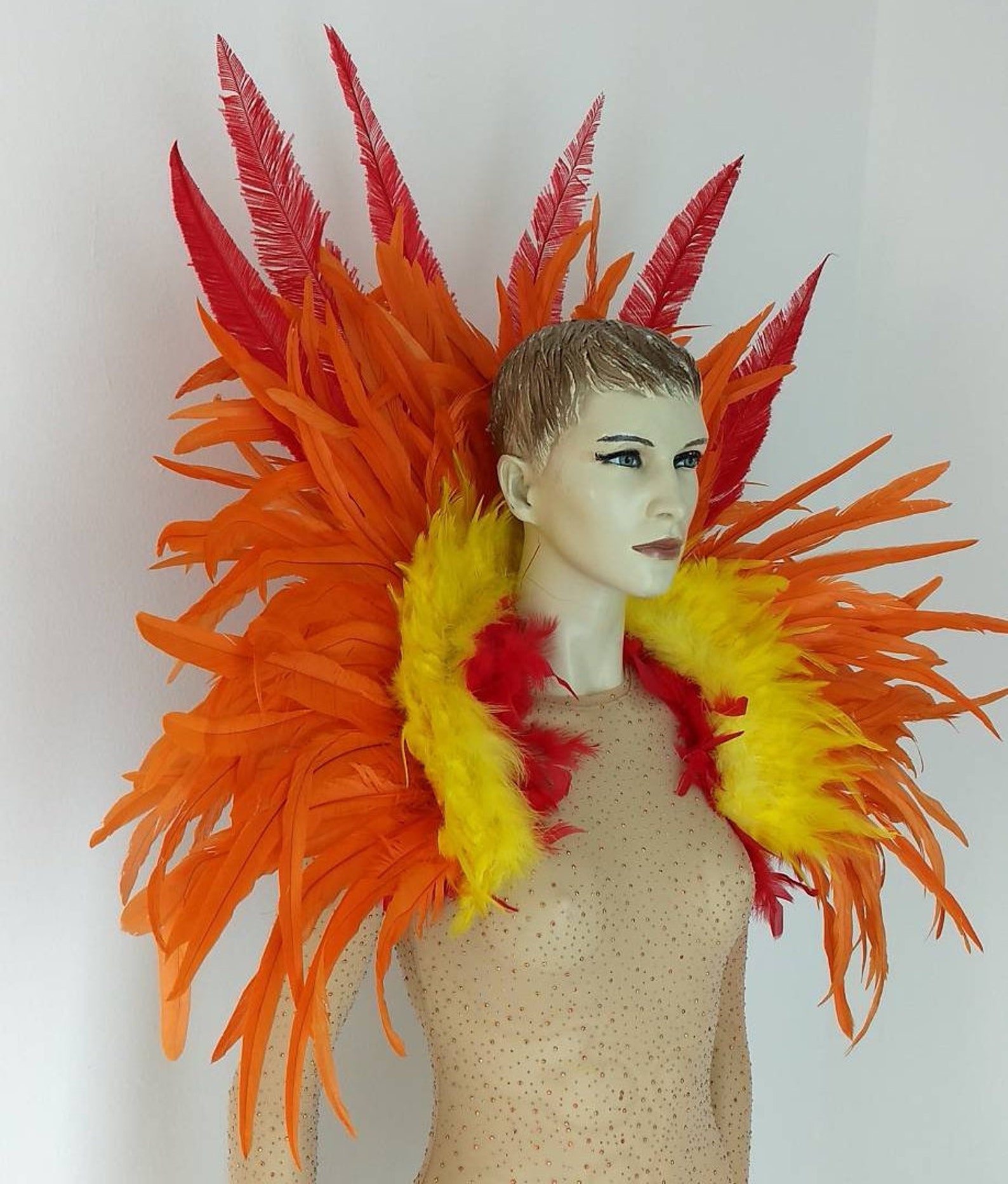 Fire Colors Phoenix Feather Collar Piece and Feather Tail Bustle ...