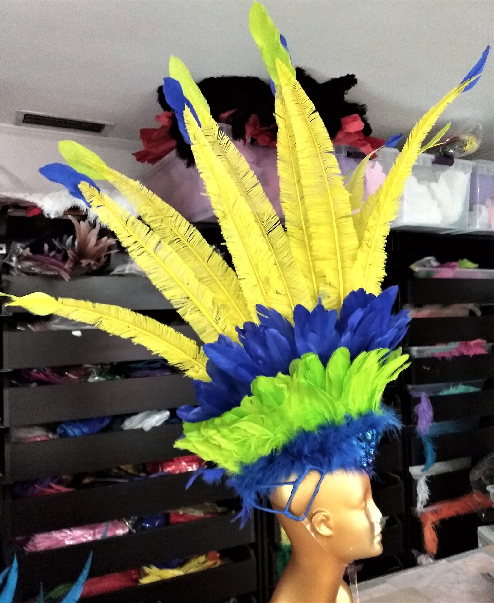 Feather Mohawk Headdress Head Piece Carnival Samba Costume Rio - Etsy