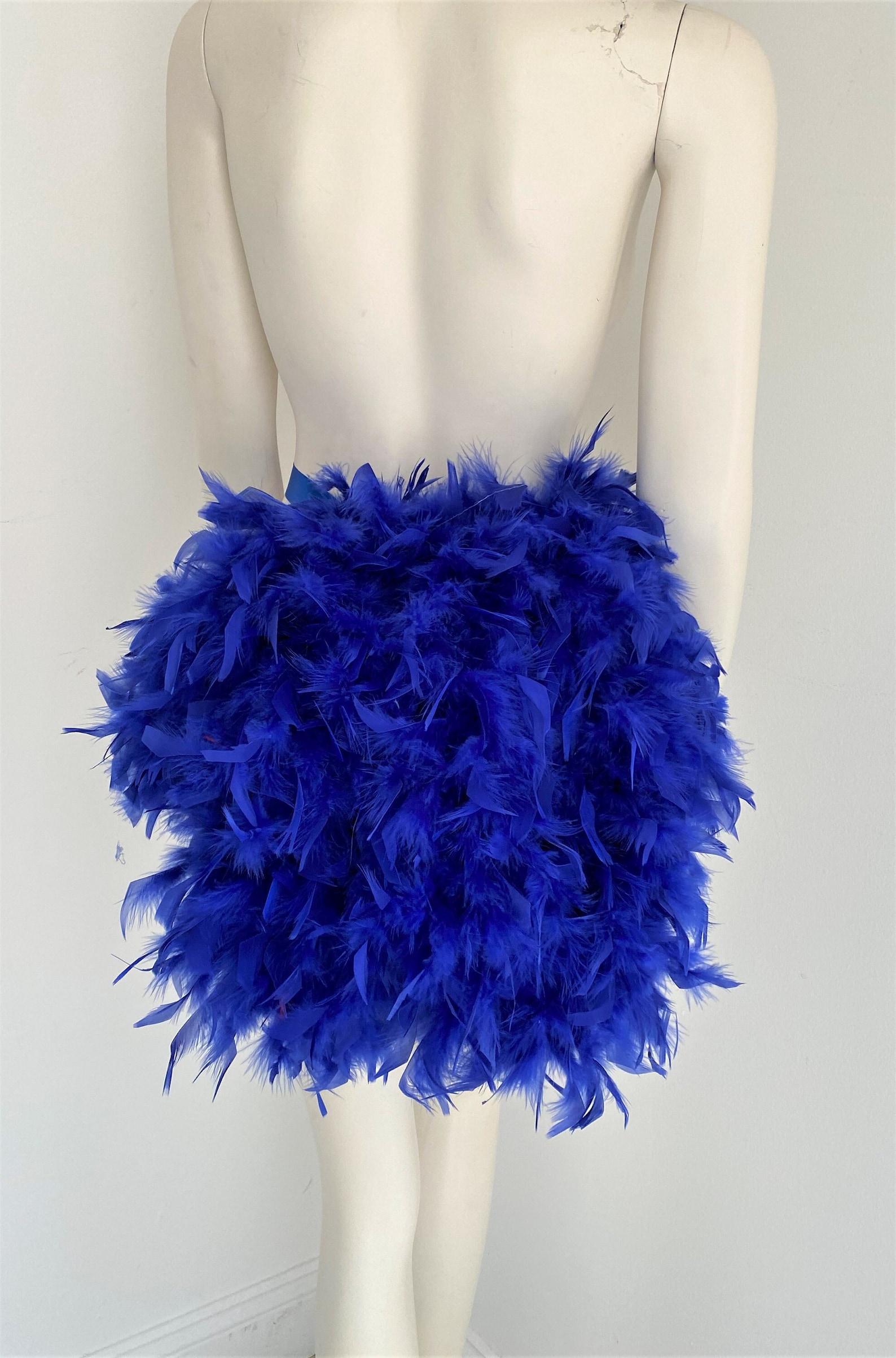 Blue Simple Feather Tail Fan Tail Back Bustle Boa Tutu Costume Showgirl ...