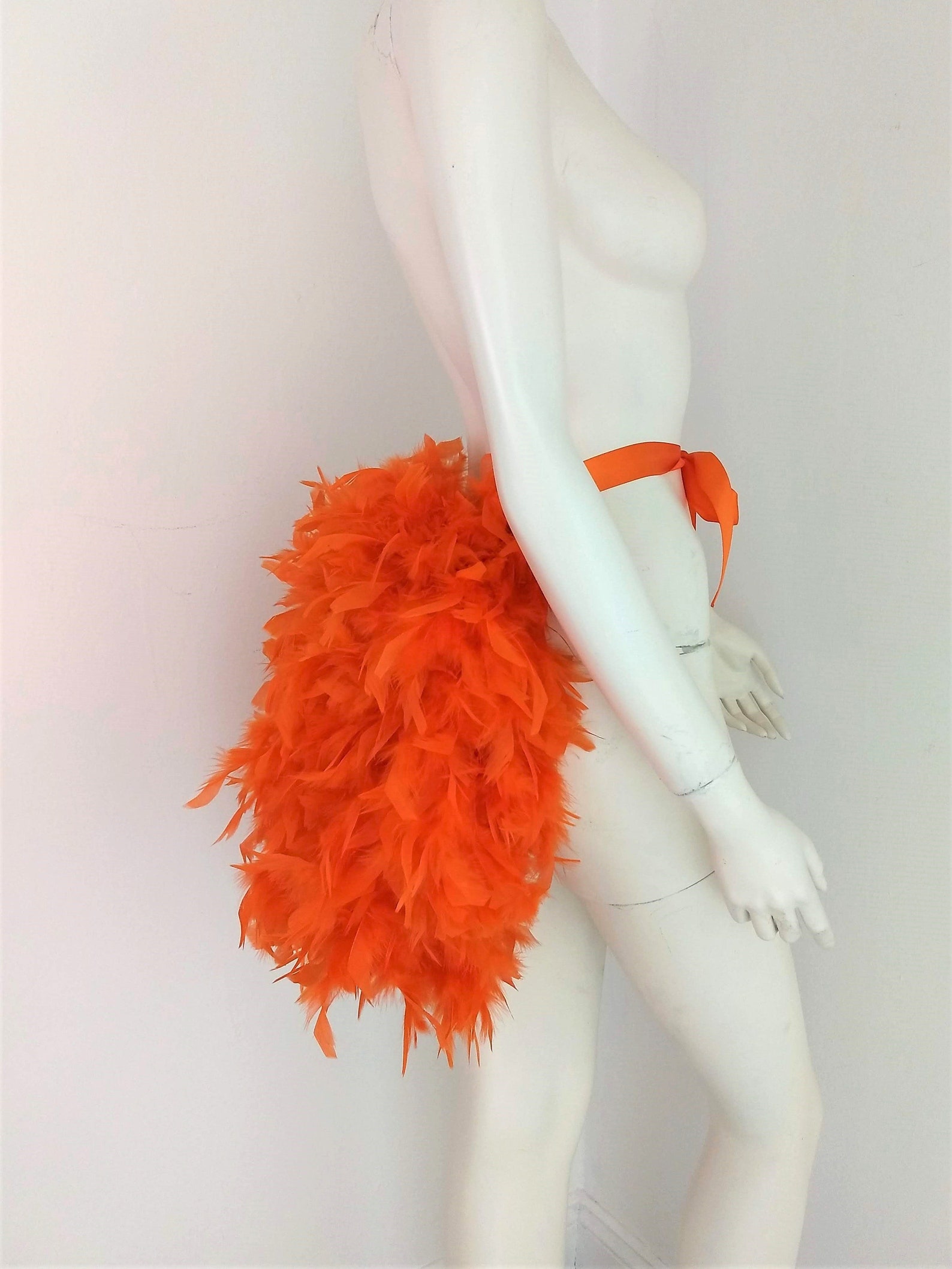 Orange Economical Feather Tail Fan Tail Back Bustle Boa Tutu Costume ...