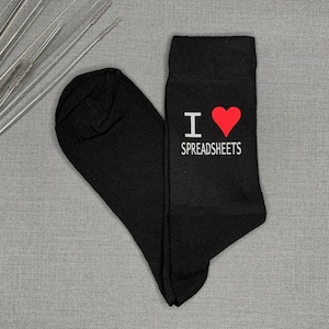 Mens Novelty Black Socks I Love Spreadsheets Birthday Gift Christmas ...