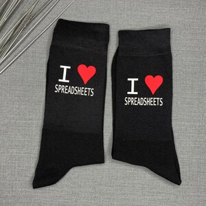 Mens Novelty Black Socks I Love Spreadsheets Birthday Gift Christmas ...