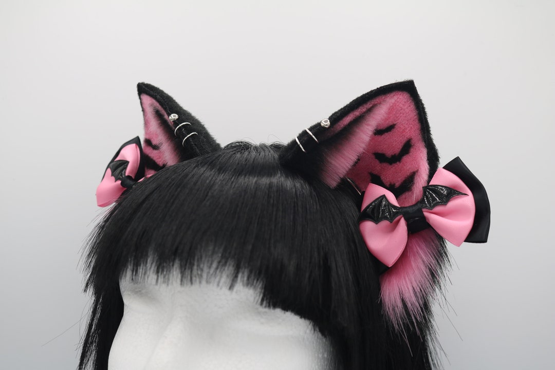 Pink Bat Kitty Cat Ears - Cat Ears Headband, Neko Ears, Faux Fur ...