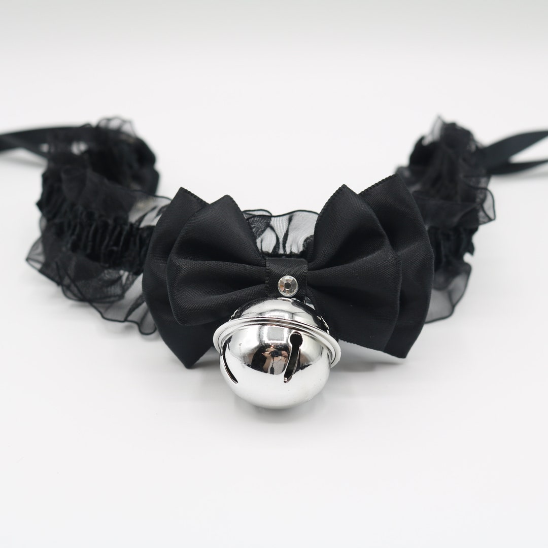 Black Frilly Elastic Collar - Petplay Collar, Elastic Collar, Frilly ...