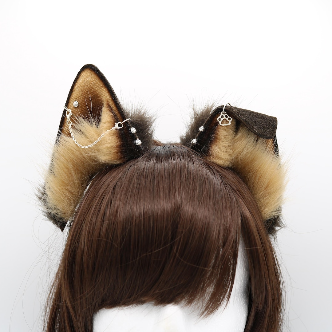 Brown and Beige Puppy Ears - Dog Ears Headband, Faux Fur Realistic ...