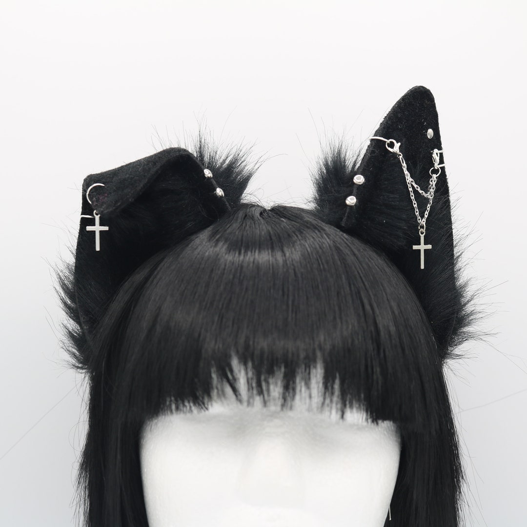 Gothic Black Puppy Ears - Puppy Dog Ears Headband, Neko Cat Ears, Faux ...