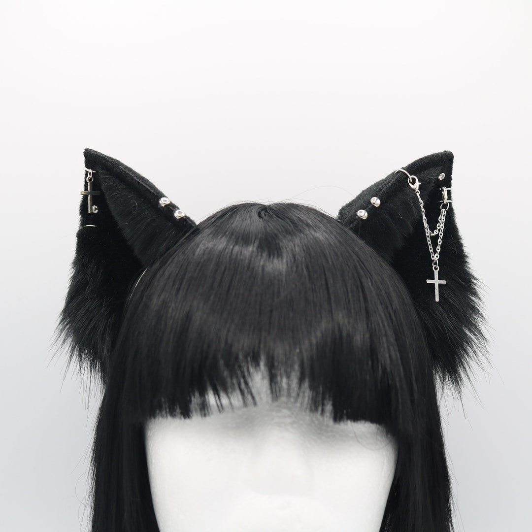 Gothic Black Kitty Cat Ears Cat Ears Headband Neko Ears - Etsy