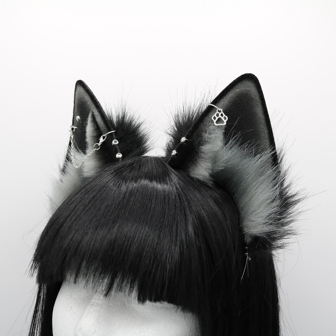 Grey Wolf Puppy Ears - Dog Wolf Ears Headband, Faux Fur Realistic Puppy ...