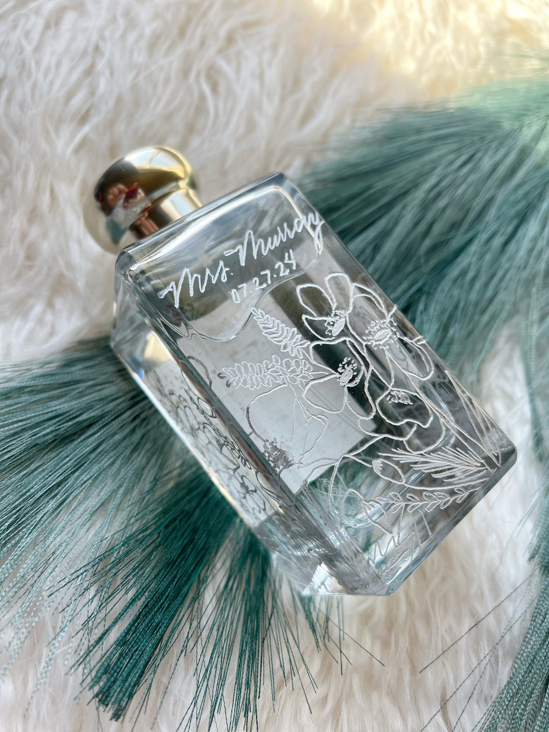 Floral Engraved Perfume Bottle, Personalized Perfume, Custom Perfume ...