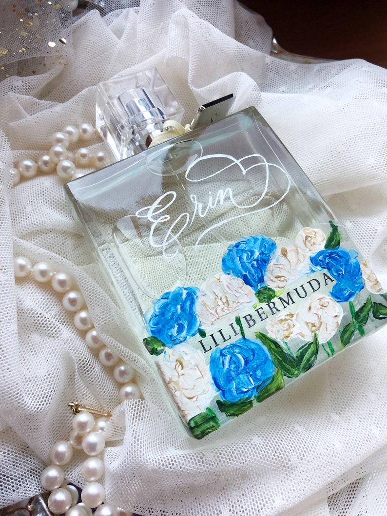 Floral Painted Perfume Bottle Personalized Perfume Custom - Etsy