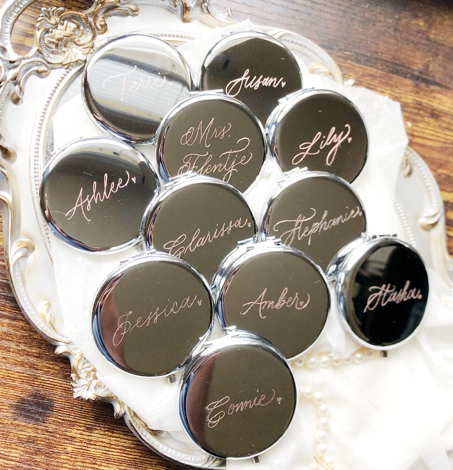 Personalized Engraved Compact Mirrors | Custom Engraved Calligraphy ...