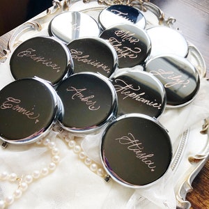 Personalized Engraved Compact Mirrors | Custom Engraved Calligraphy Mirrored Compact | Compact ...