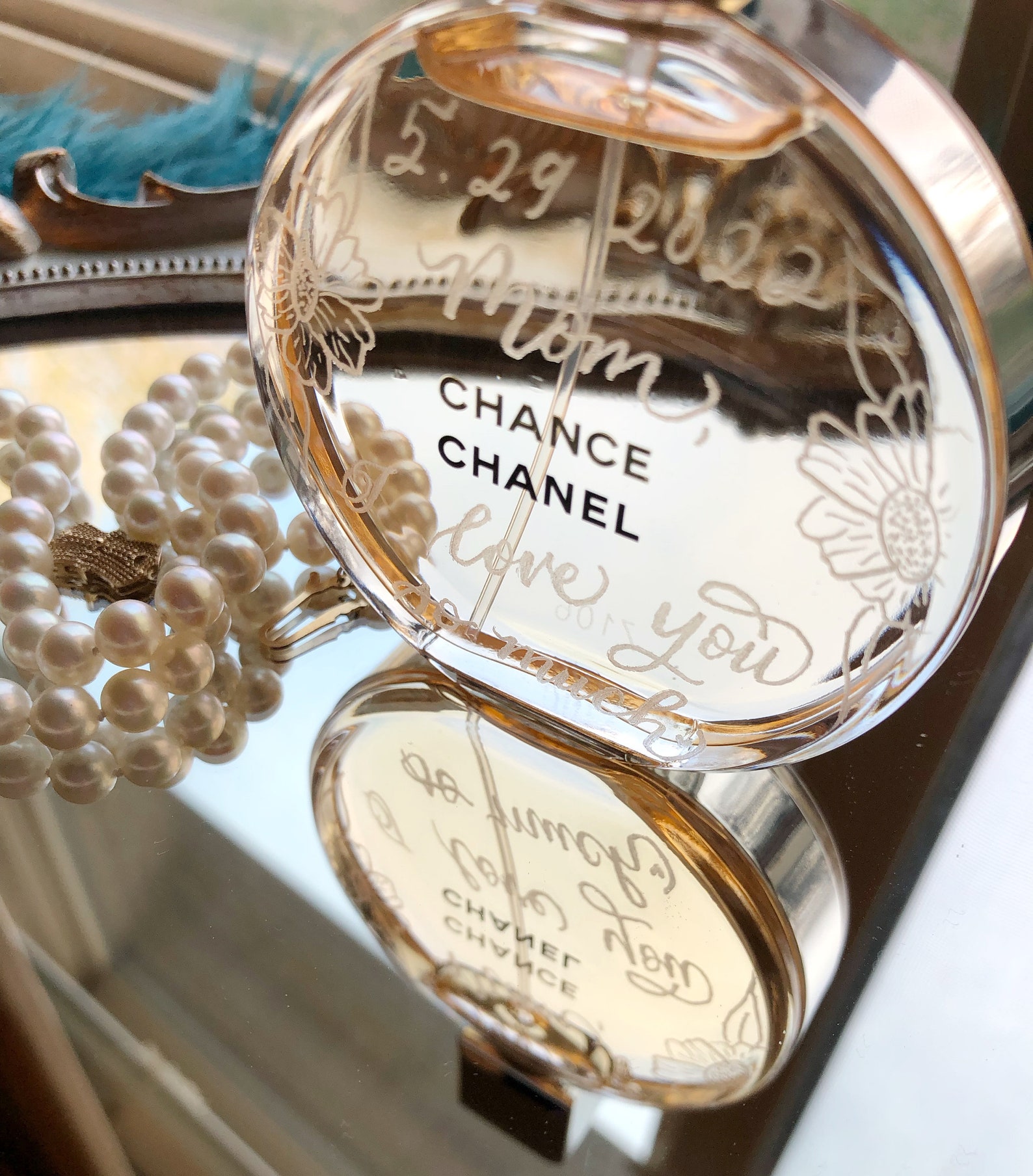 Floral Engraved Perfume Bottle Personalized Perfume Custom - Etsy