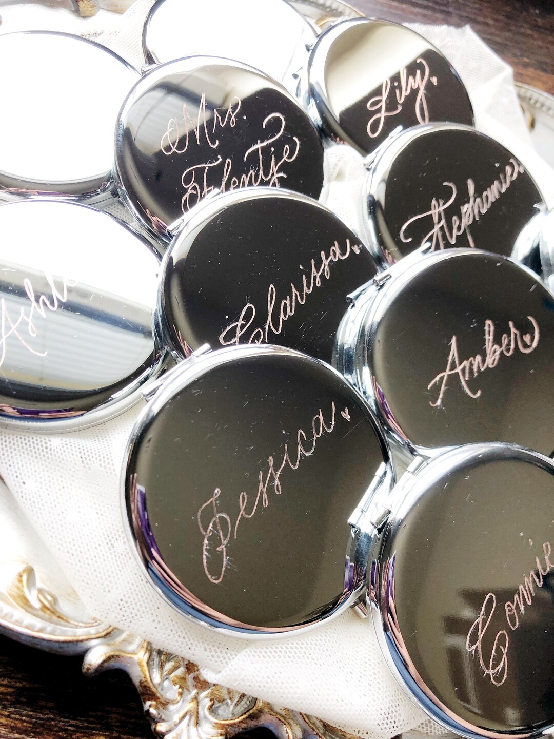 Personalized Engraved Compact Mirrors | Custom Engraved Calligraphy ...
