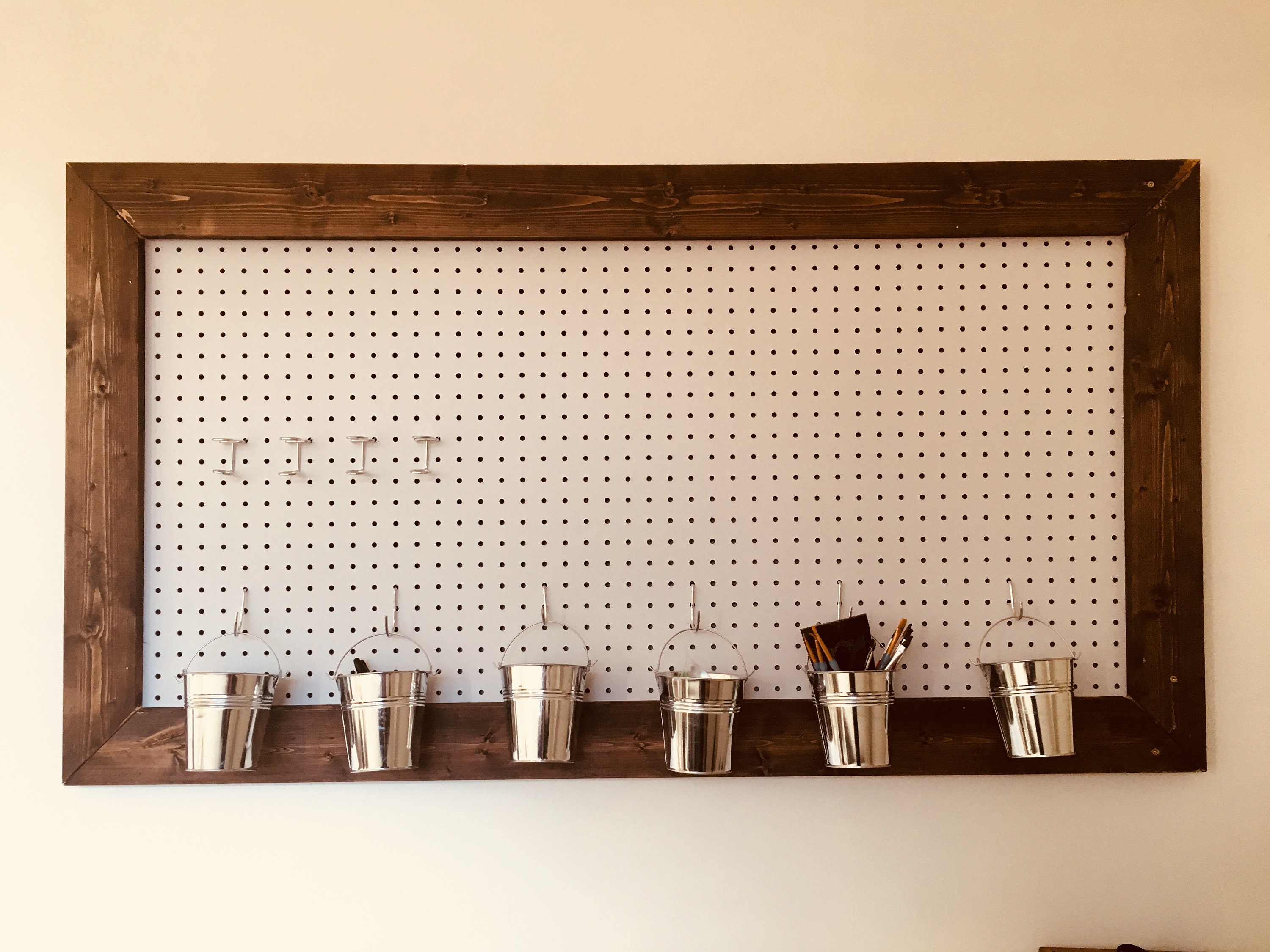 Rustic Wood Framed Pegboard Farmhouse Pegboard Nursery | Etsy