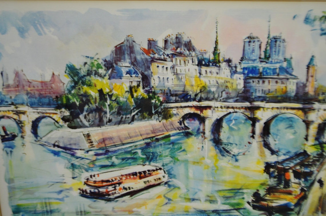 Vintage Framed Marius Girard Paris Notre Dame Watercolor Prints A Pair ...