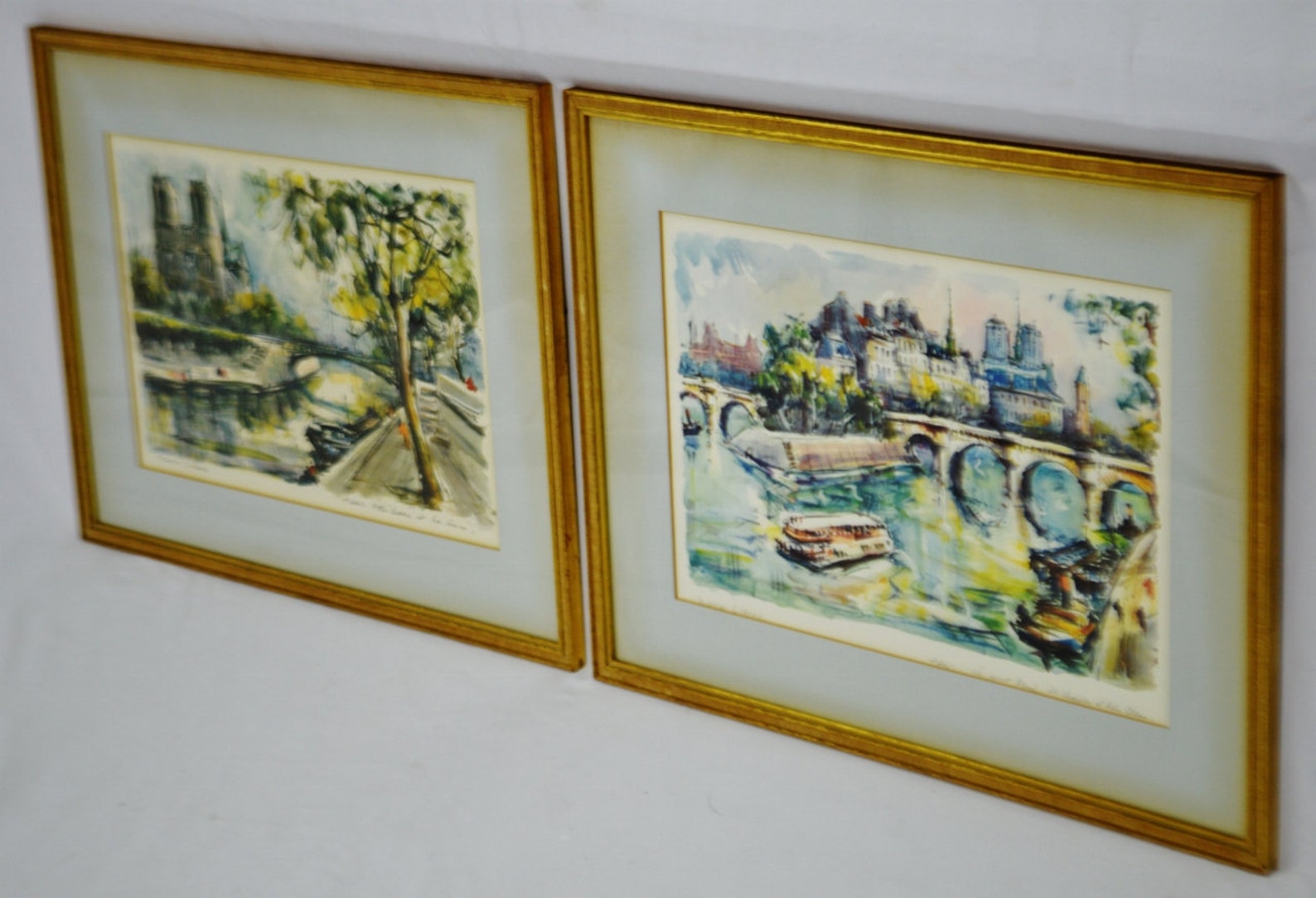 Vintage Framed Marius Girard Paris Notre Dame Watercolor Prints A Pair ...