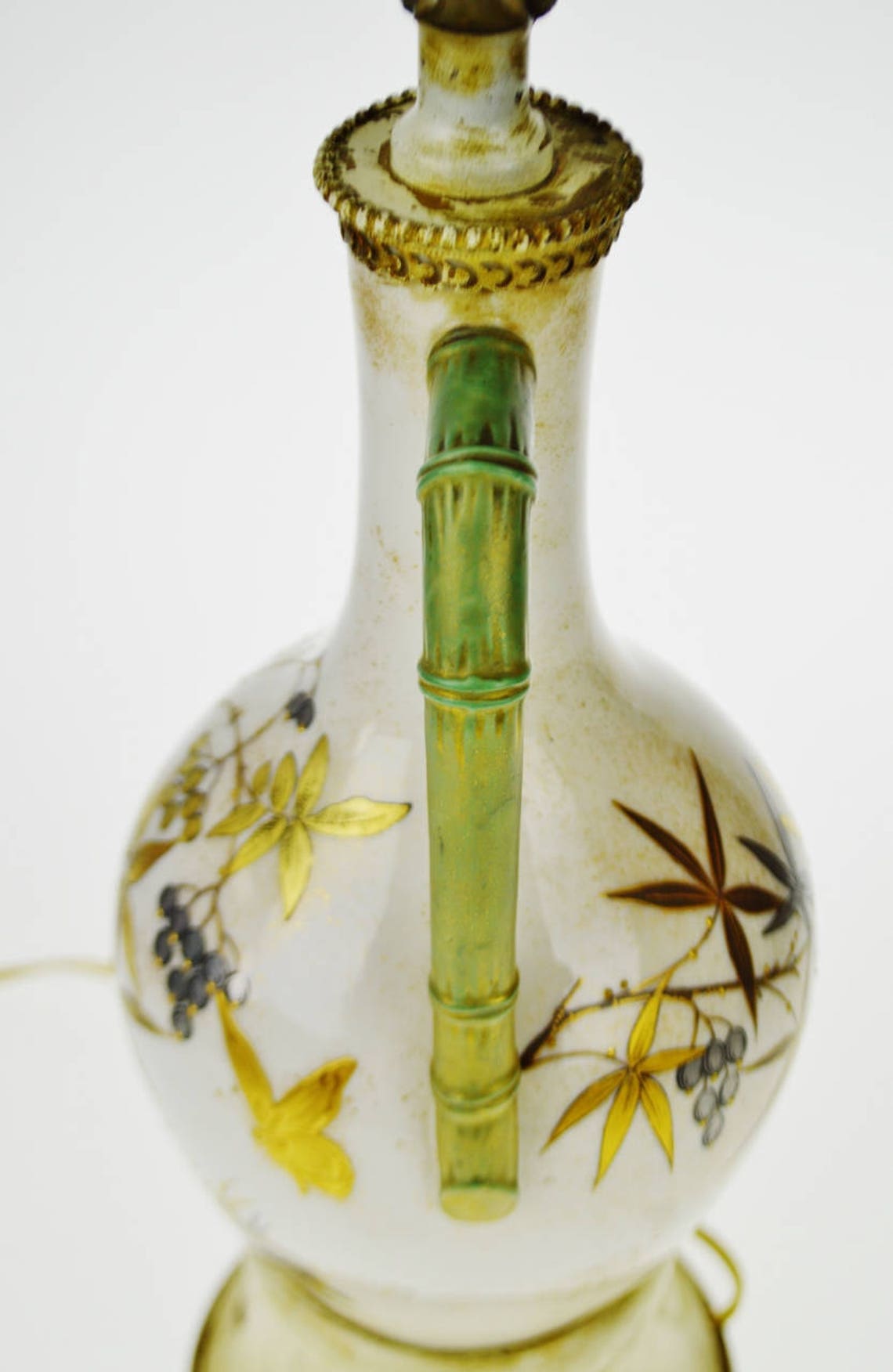 Vintage Asian Crane Design Gilt and Porcelain Table Lamp - Etsy