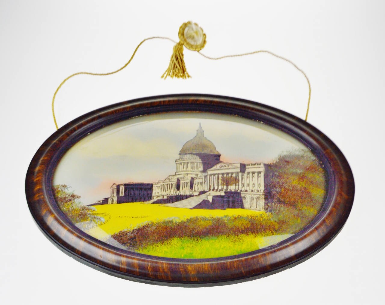 Antique Framed Convex Reverse Painted Glass Art Capitol Washington - Etsy