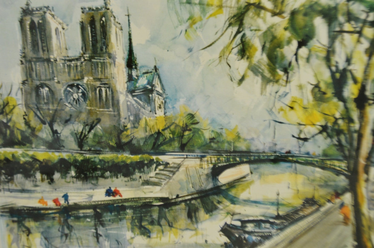 Vintage Framed Marius Girard Paris Notre Dame Watercolor Prints A Pair ...