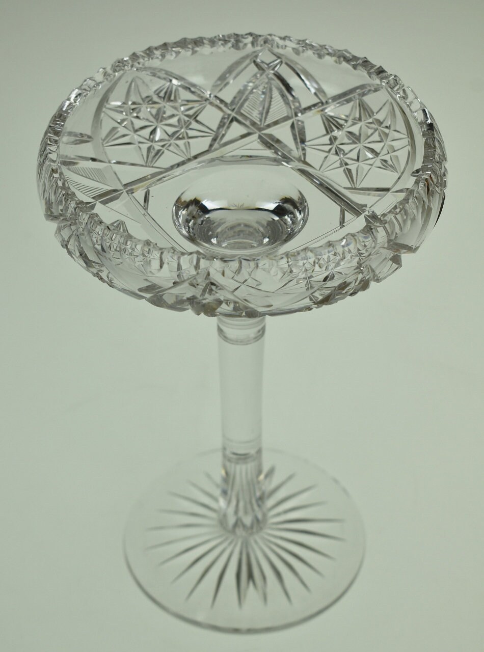 Vintage Cut Crystal Compote - Etsy