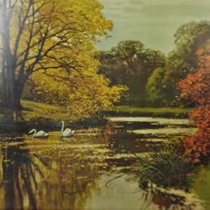 Vintage Framed Landscape Lake Scene Print - Etsy