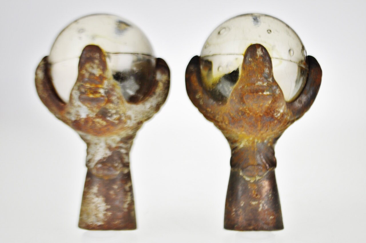 Antique Large Cast Iron Glass Ball and Claw Feet A Pair - Etsy