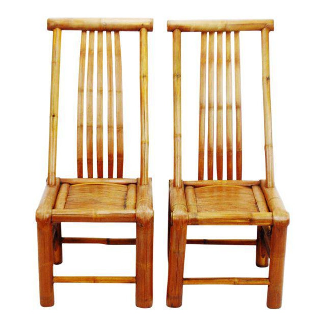 Pair of Vintage Handmade High Back Authentic Bamboo Accent Chairs - Etsy