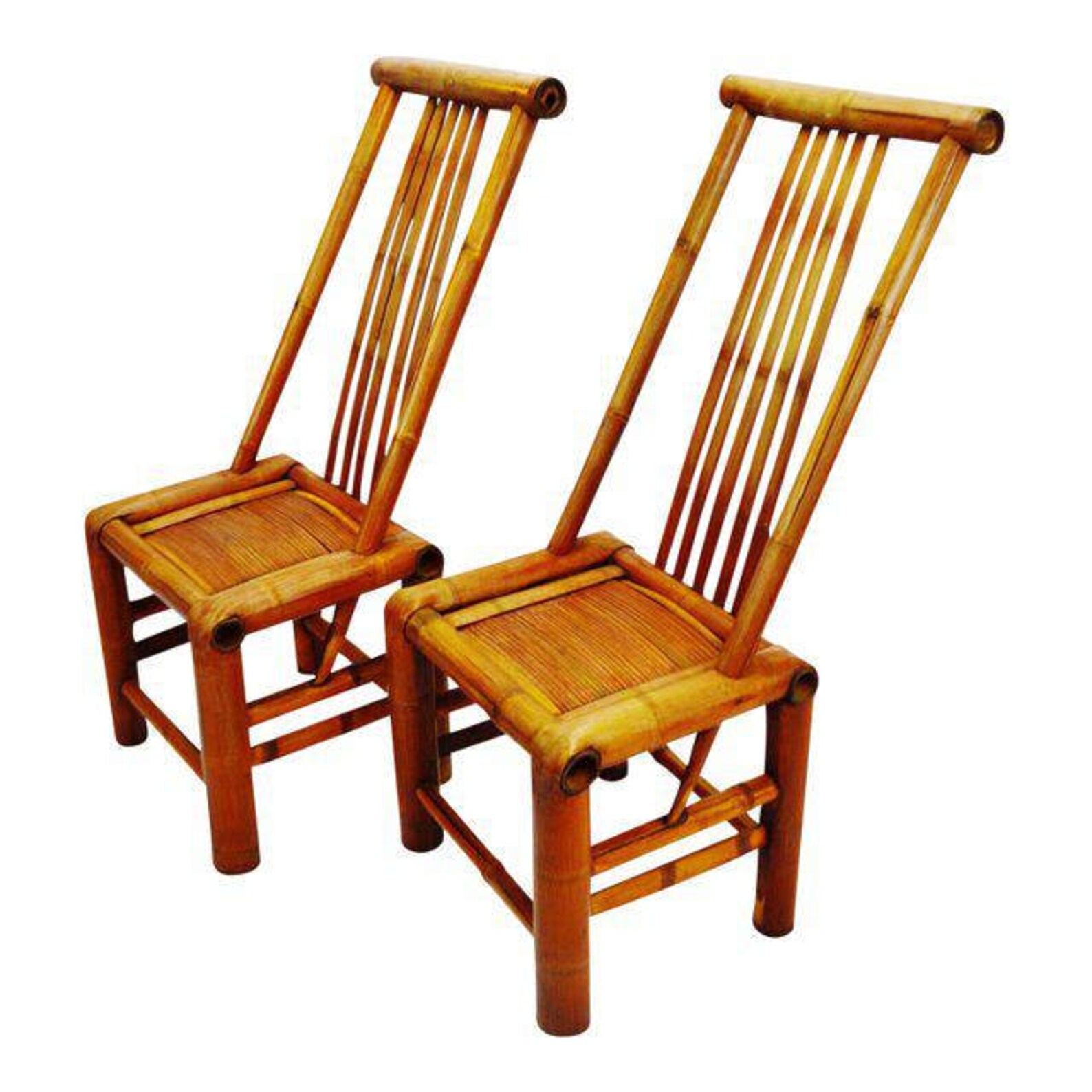 Pair of Vintage Handmade High Back Authentic Bamboo Accent Chairs - Etsy