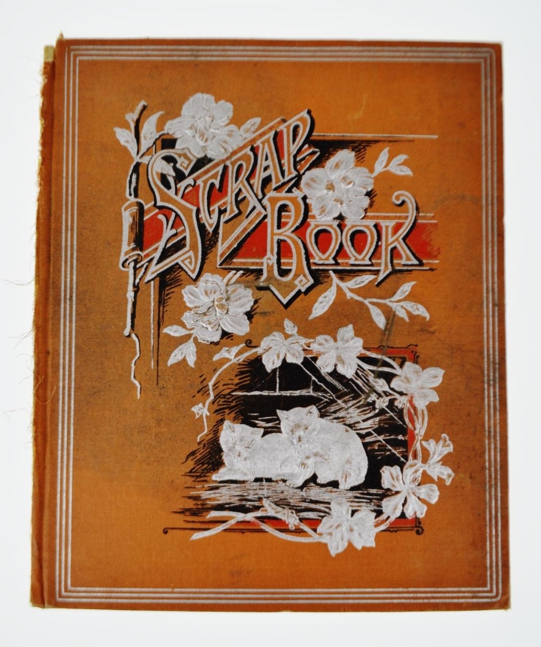 Antique Victorian Scrapbook Cover With Kitten Design, Great Decorative ...