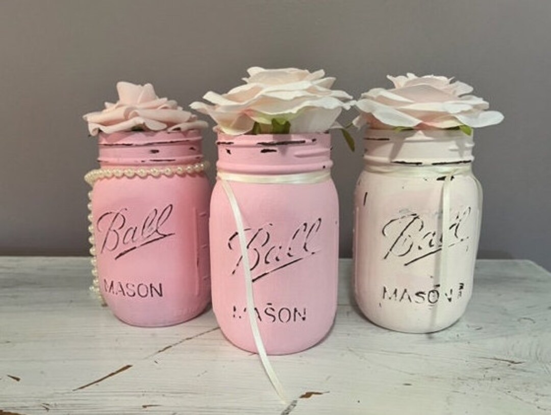 Ombre Pink Three Jar Set - Etsy