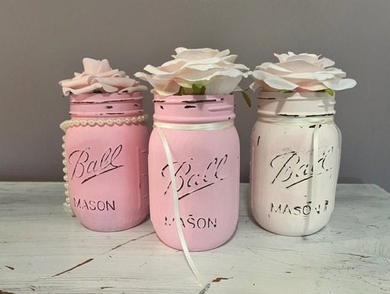 Ombre Pink Three Jar Set - Etsy