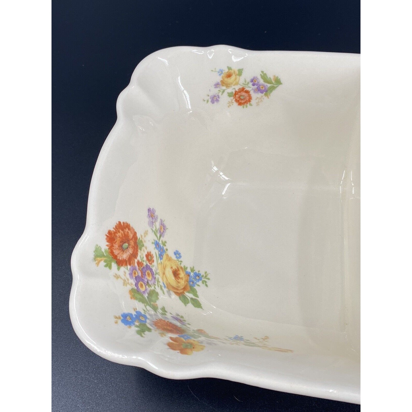Iva-lure by Crooksville China Serving Dish Divided Beige Floral ...