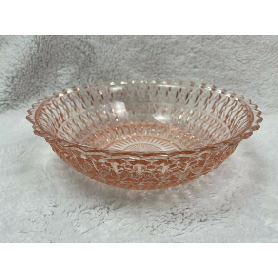 Vintage Pink Depression Glass Cut Diamond Pattern Bowl | Etsy