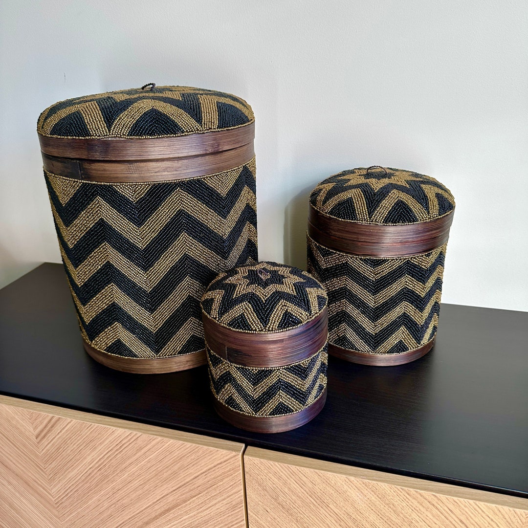 Balinese Offering Baskets, Baskets, Black Gold, Beaded Basket, Home ...