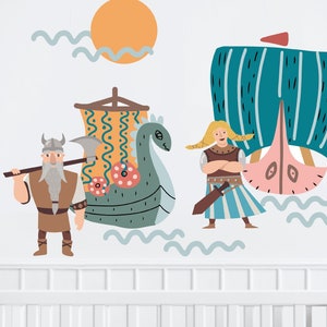 Viking Wall Decal Kids. Scandinavian Wall Decals Nursery. Boats Wall ...