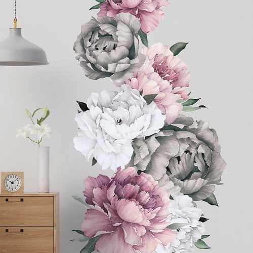 Purple Peony Wall Decals Large Flower Wall Decal Floral Wall - Etsy
