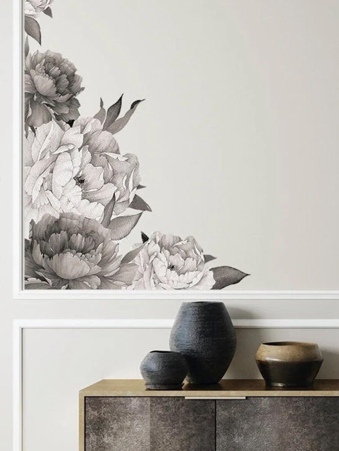 Peony Floral Wall Decals, Peony Flowers Wall Decals, Floral Wall Decal ...