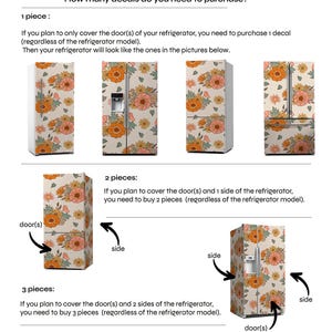 Boho Vinyl Fridge Wrap With Flowers for Bohemian Floral Kitchen Decor ...