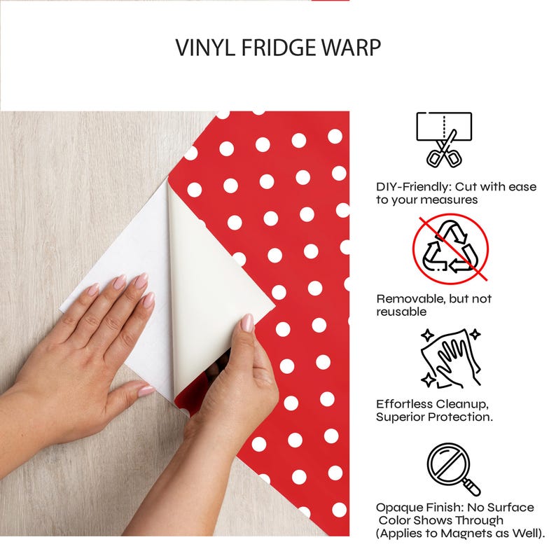 Red Polka Dot Fridge Wrap - Retro Diner Vinyl Decal, Custom Size - Etsy