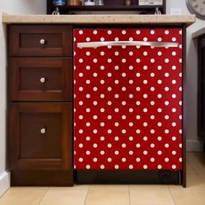 Dishwasher Magnet Cover. Dishwasher Decal. Red White Polka Dot Pattern ...
