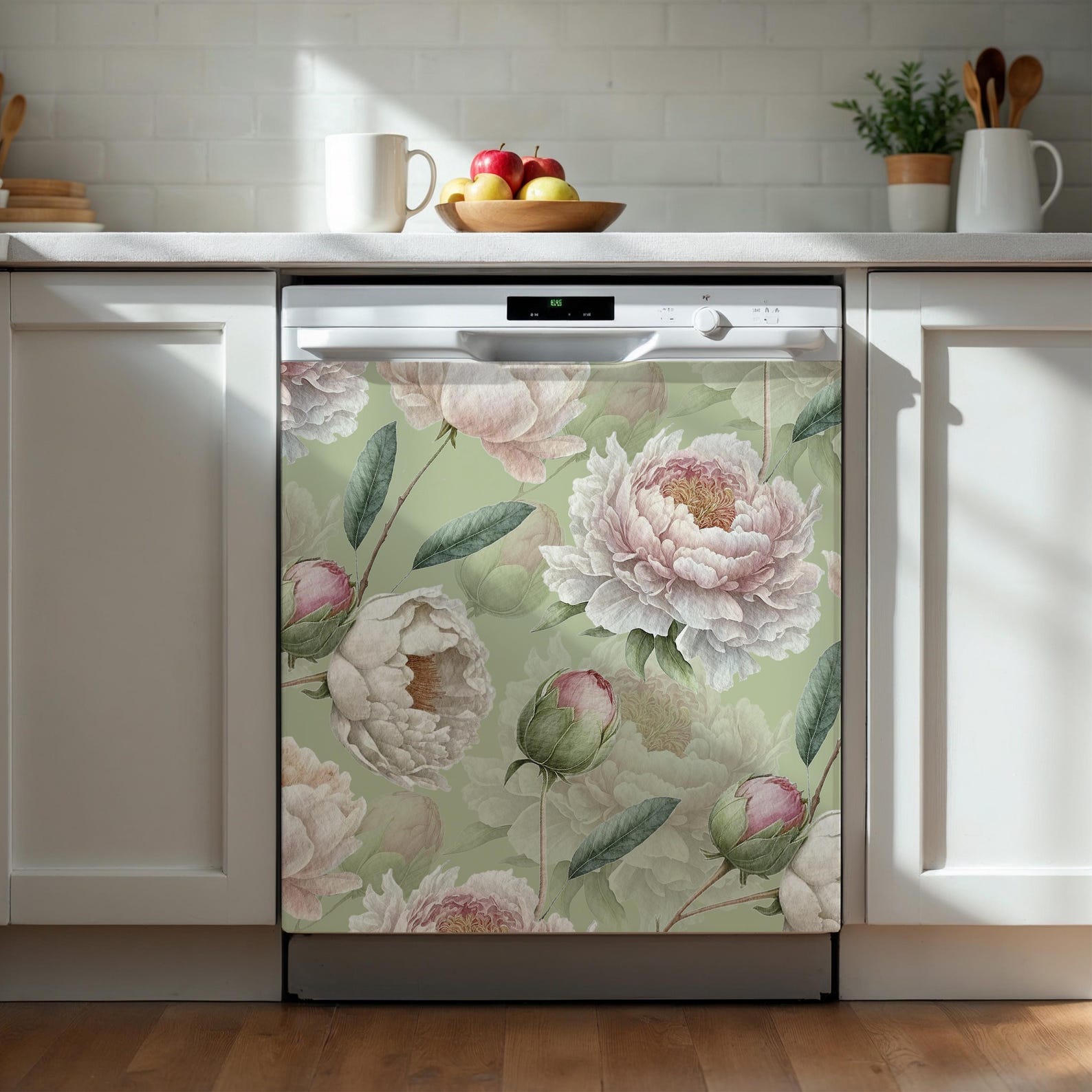 Dishwasher Cover Soft Peonies. Dishwasher Magnet Cover Vintage Floral ...