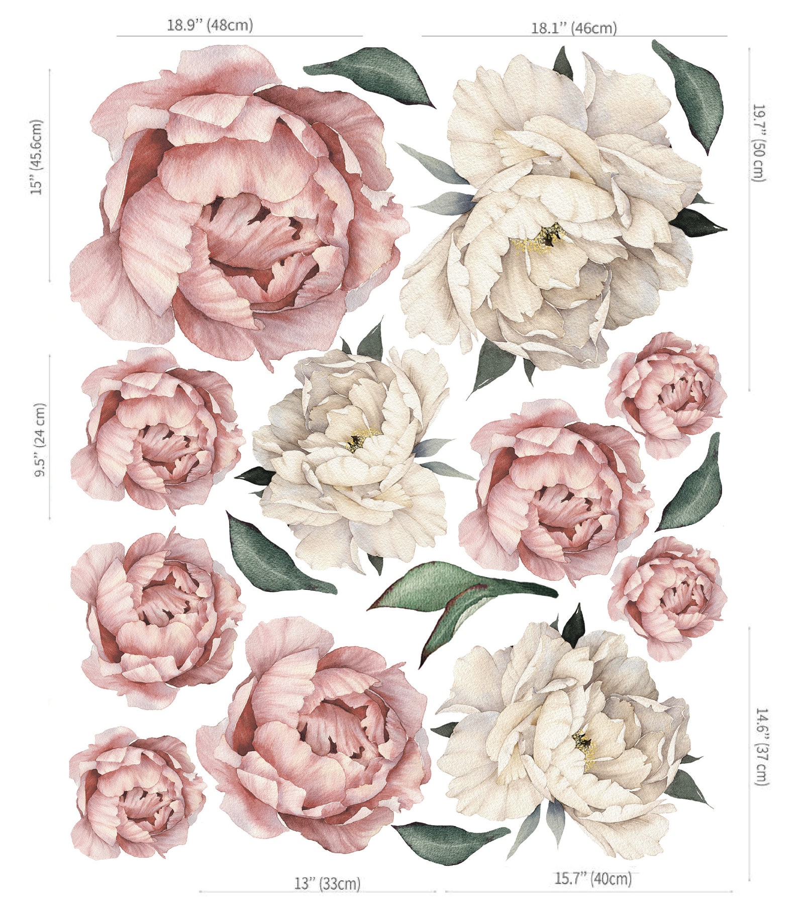 Floral Wall Decals Peony Flowers Wall Decals Peony Floral - Etsy