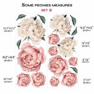 Floral Wall Decals, Peony Flowers Wall Decals, Peony Floral Wall Decal ...