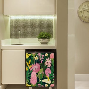 Fridge Vinyl Wrap Floral Vibrant Accent for Kitchen Fridge Decal ...